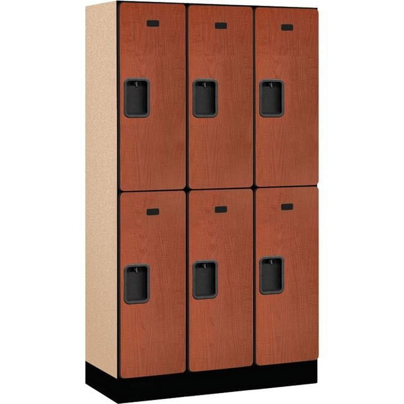 Assembled Double Tier 6 Door Designer Wood Locker, Cherry - 12 x 15 x ...