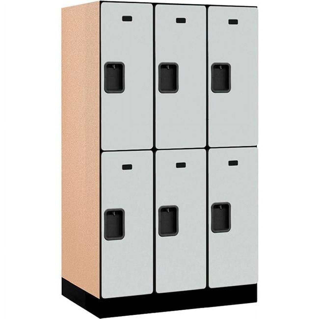 Assembled Double Tier 6 Door Designer Wood Locker, Gray - 12 x 21 x 30 ...