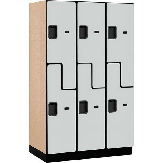 Assembled Double Tier 6 Door Extra Wide Designer Wood Locker, Gray - 15 ...