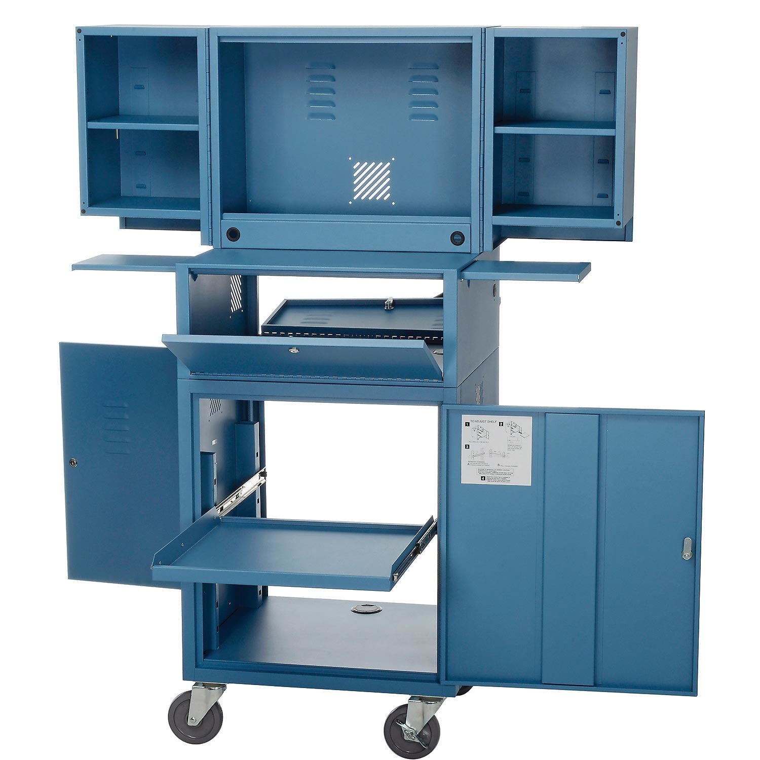 Assembled Mobile Fold-Out Computer Security Cabinet, Blue, 24-1/2"W x ...