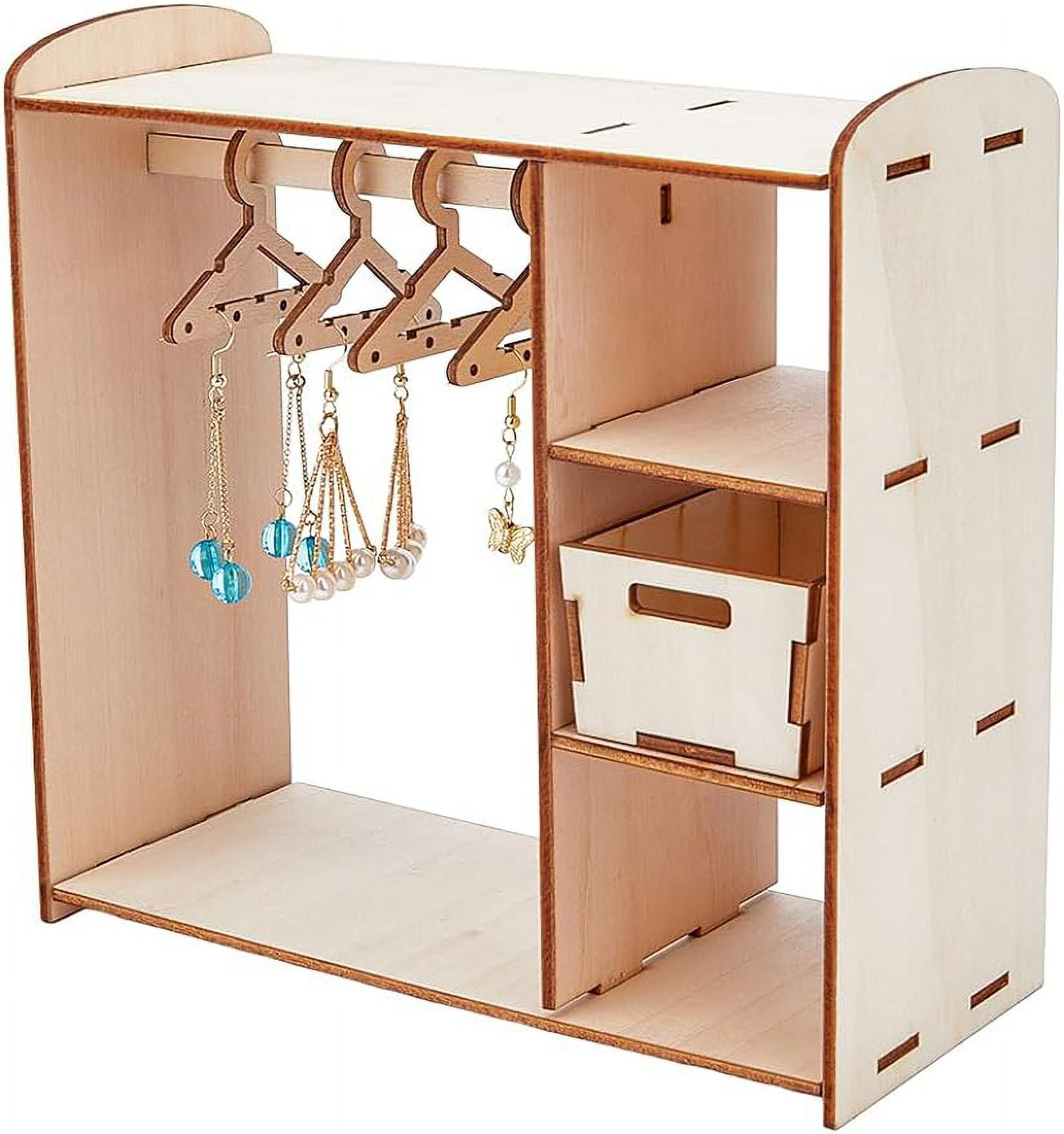 Assembled Wooden Doll Closet Earring Hanging Display Stands Dollhouse ...