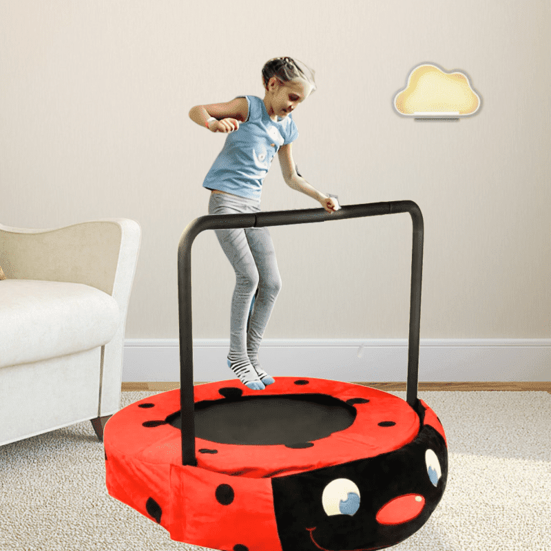 Bestwyc Children's Foldable Trampoline, Ladybug Black and Red, for Ages ...