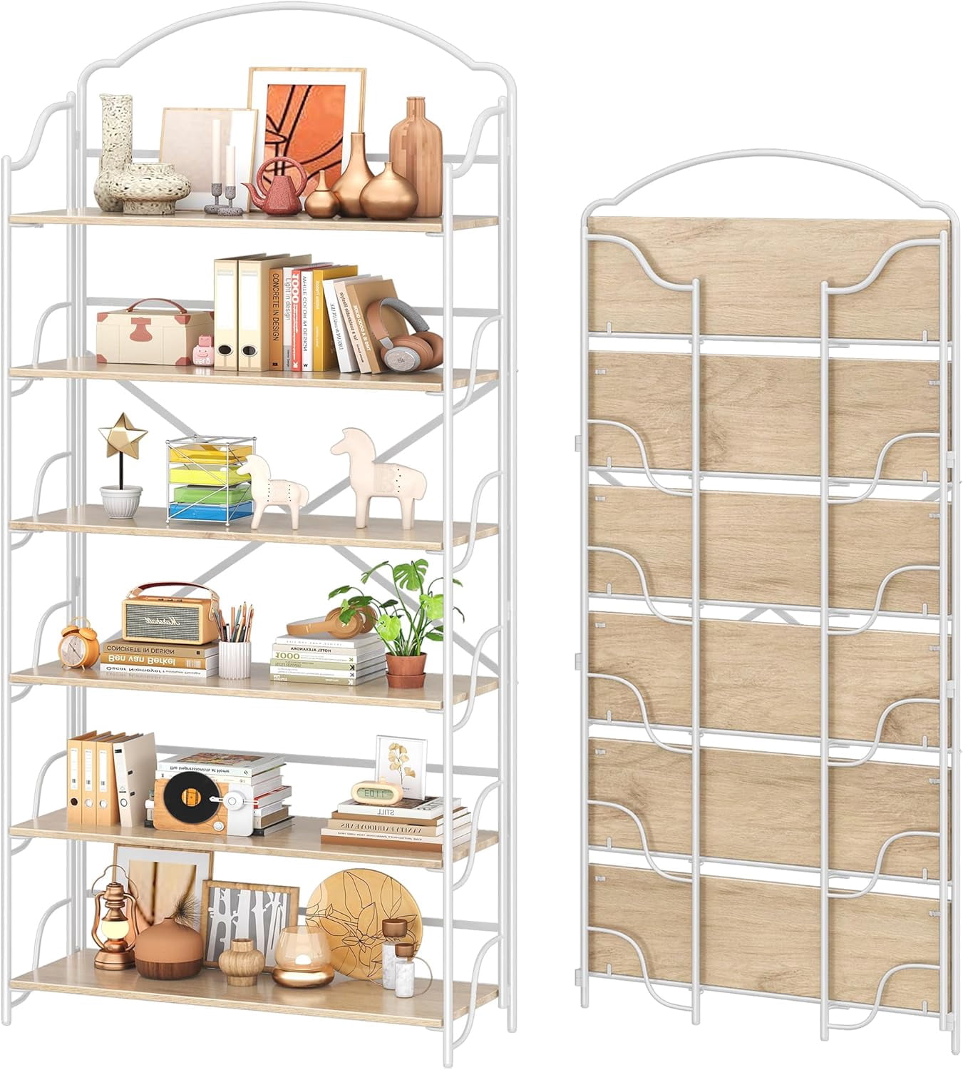 No Assembly Folding Bookshelf s Book Shelves Open Industrial Foldable ...