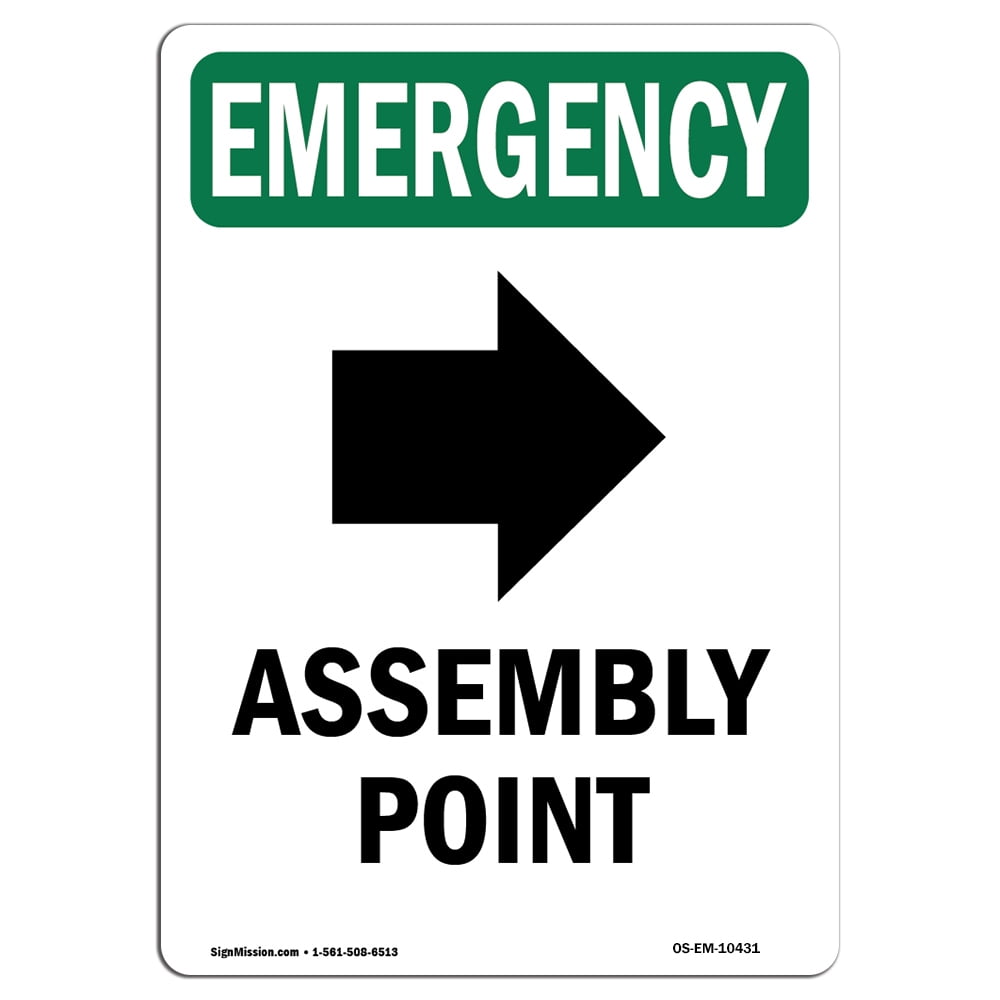 Assembly Point [Right Arrow] OSHA Emergency Sign Metal Plastic Decal ...