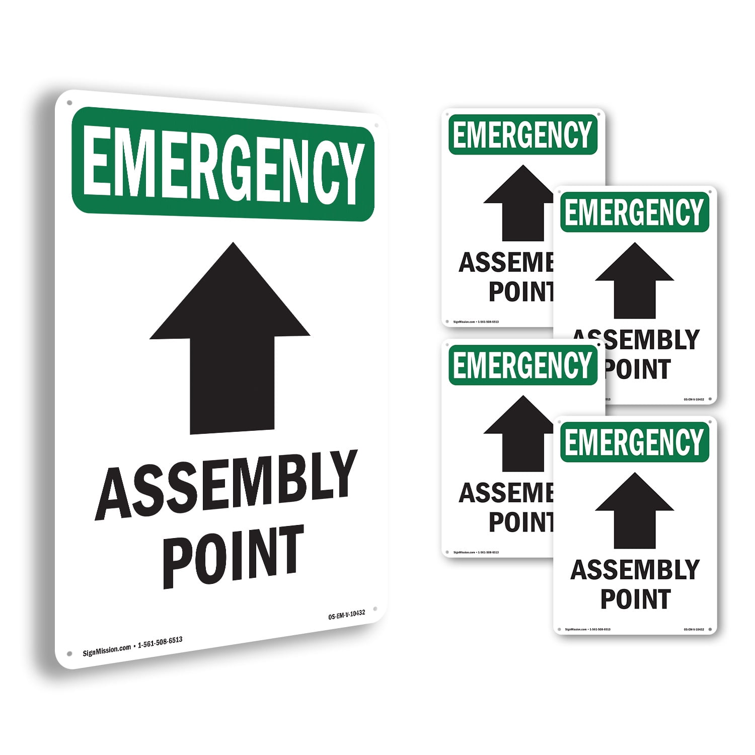Assembly Point [Up Arrow] With Symbol OSHA Emergency Aluminum Sign 24 ...