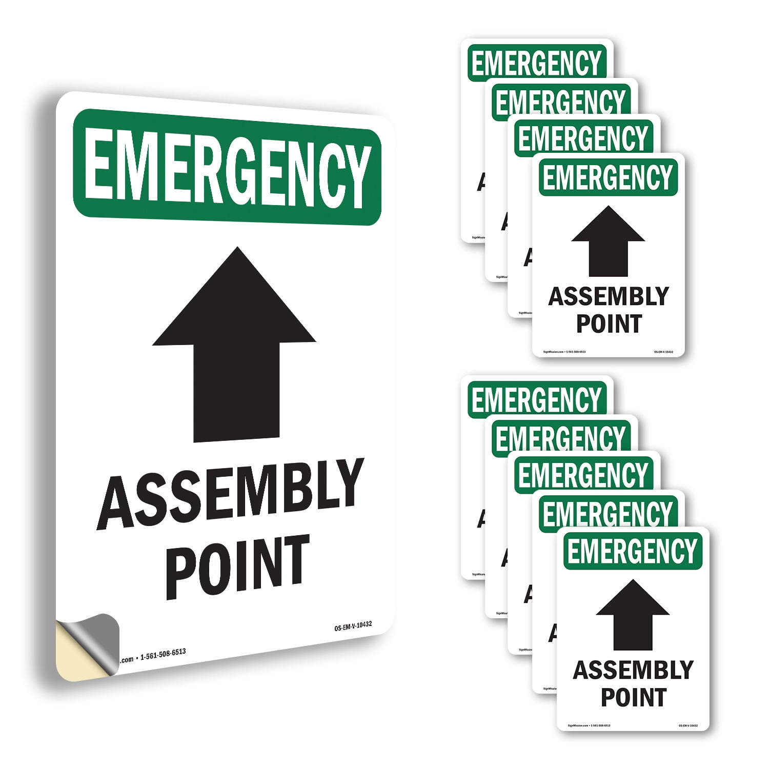Assembly Point [Up Arrow] With Symbol OSHA Emergency Vinyl Decal Label ...