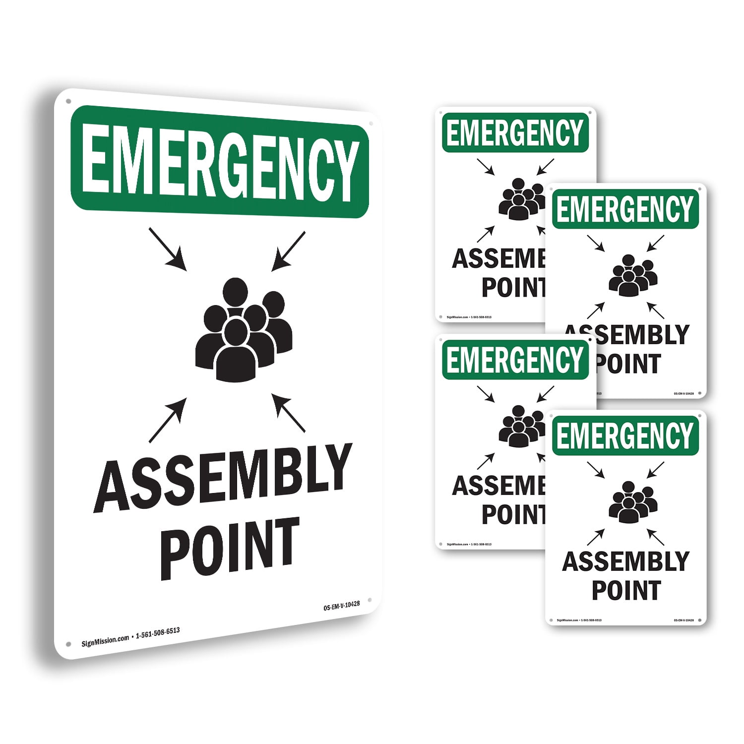 Assembly Point With Symbol OSHA Emergency Aluminum Sign 24 Inch x 18 ...