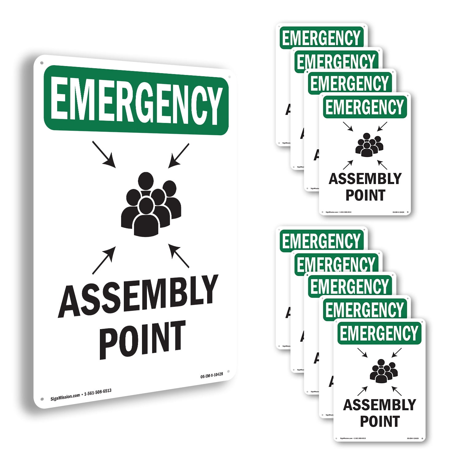 Assembly Point With Symbol OSHA Emergency Rigid Plastic Sign 10 Inch x ...