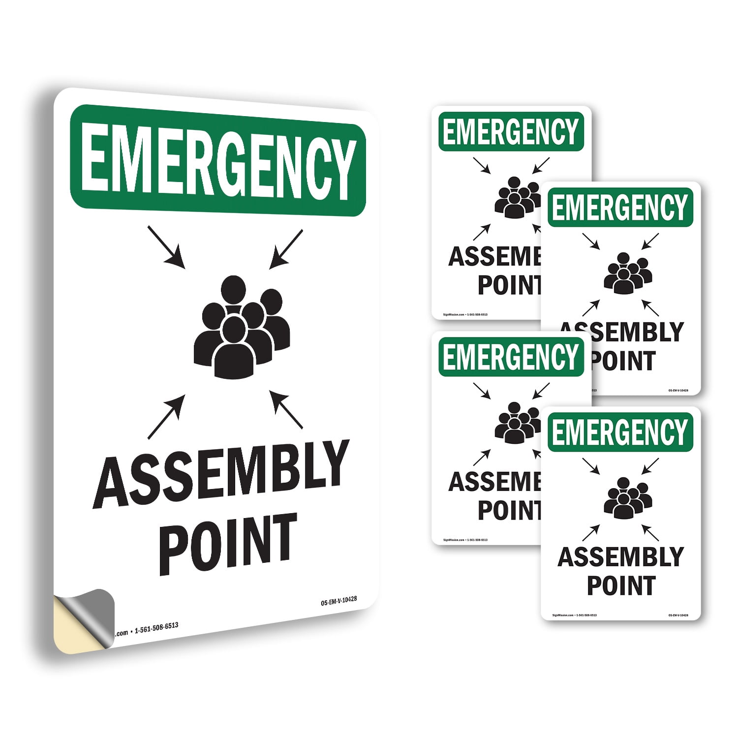 Assembly Point With Symbol OSHA Emergency Vinyl Decal Label 24 Inch x ...