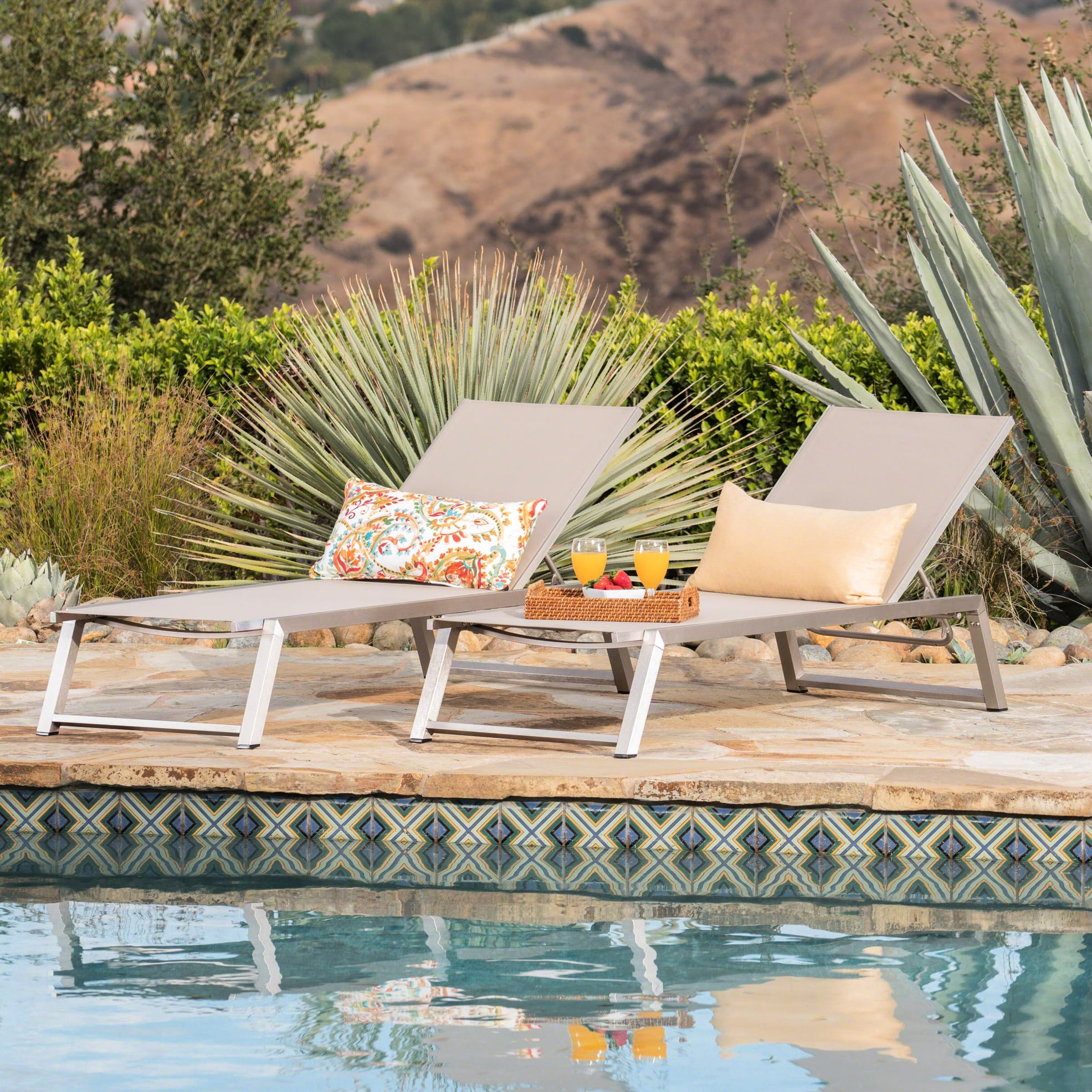 Assembly Required Chaise Lounges, Grey Mesh Back, Aluminum Outdoor ...