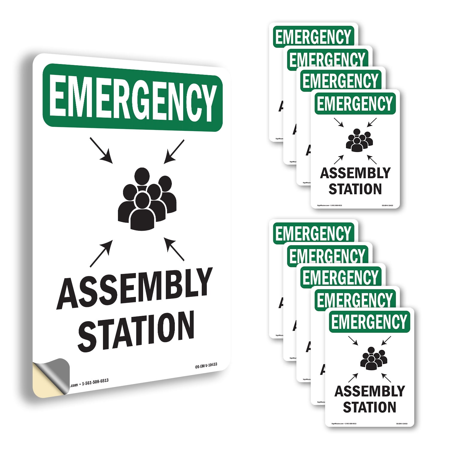 Assembly Station With Symbol OSHA Emergency Vinyl Decal Label 14 Inch x ...