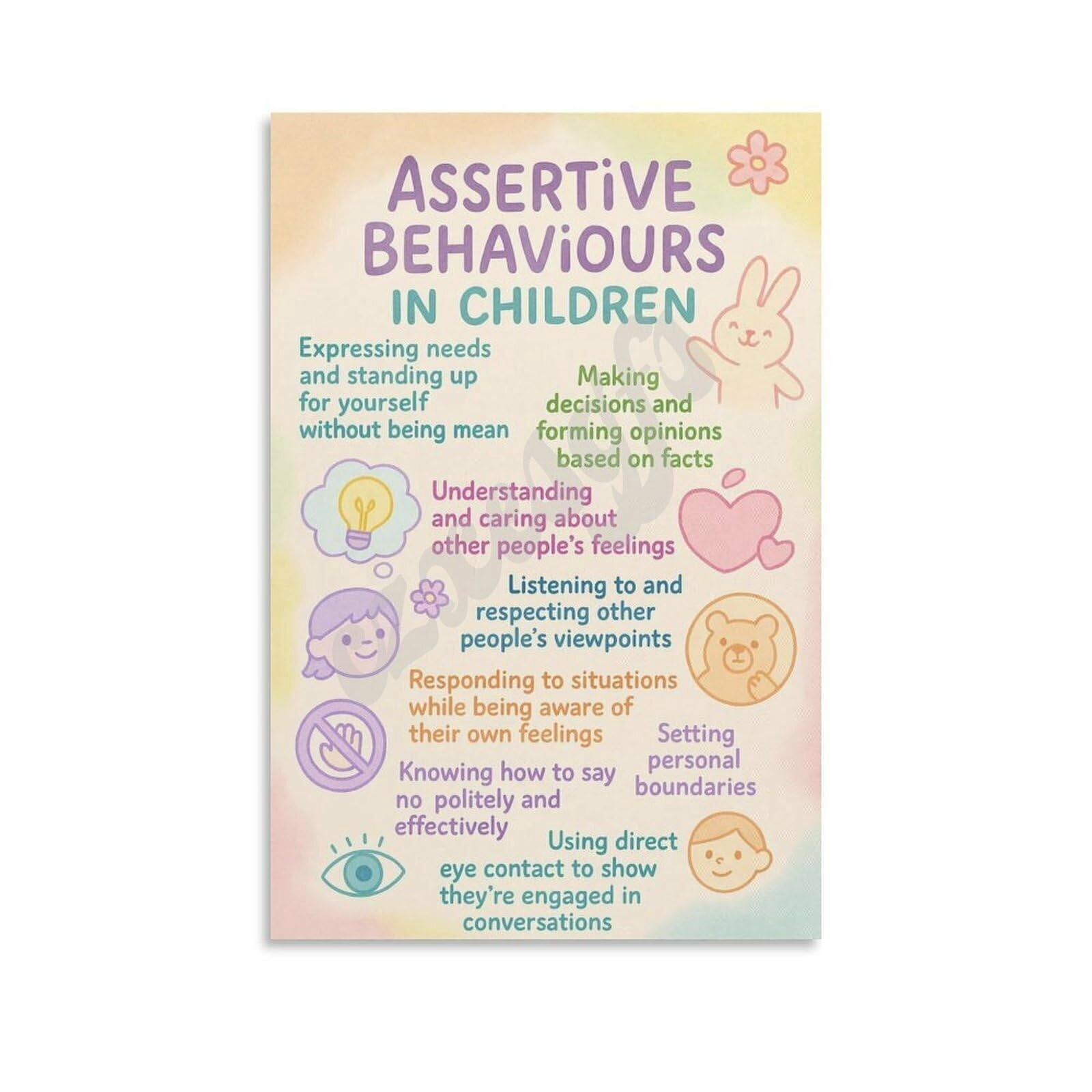 Assertive Behaviours in Children Poster Kids Assertiveness Educational ...