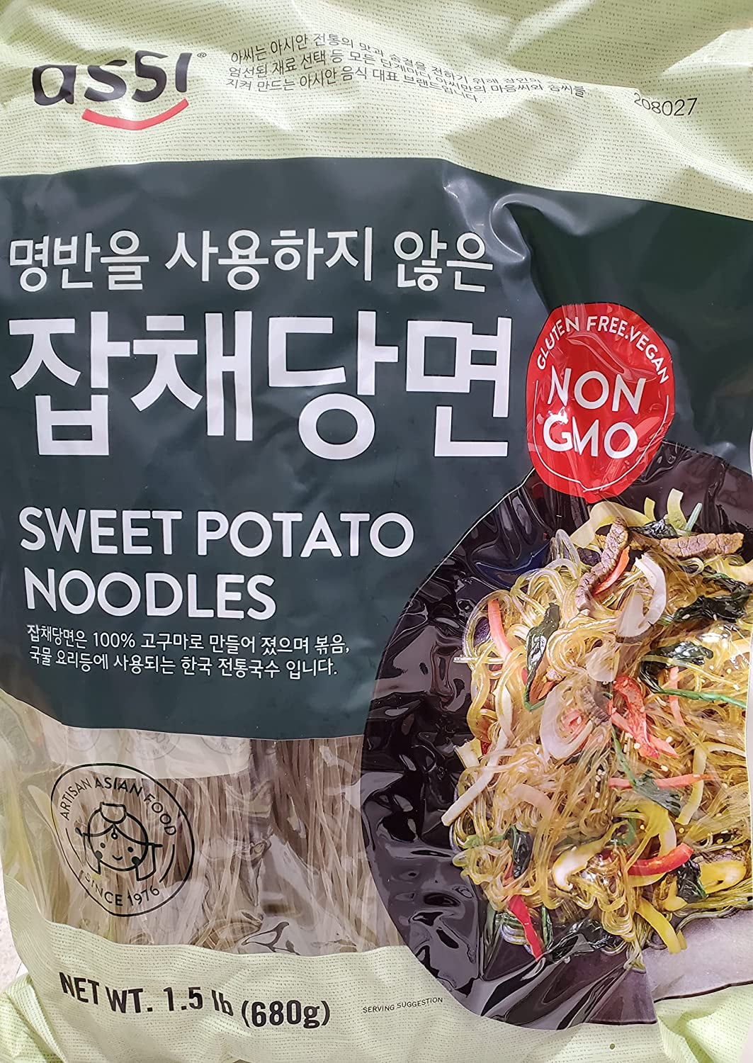 Assi, Sweet Potato Noodles 1.5 Pound, Jabchae, 24 Ounce, 1.5 pound ...