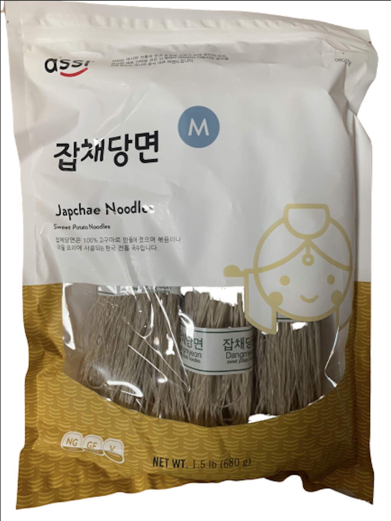 Assi, Sweet Potato Noodles 1.5 Pound, KKS1 Jabchae, 24 Ounce, 1.5 pound ...