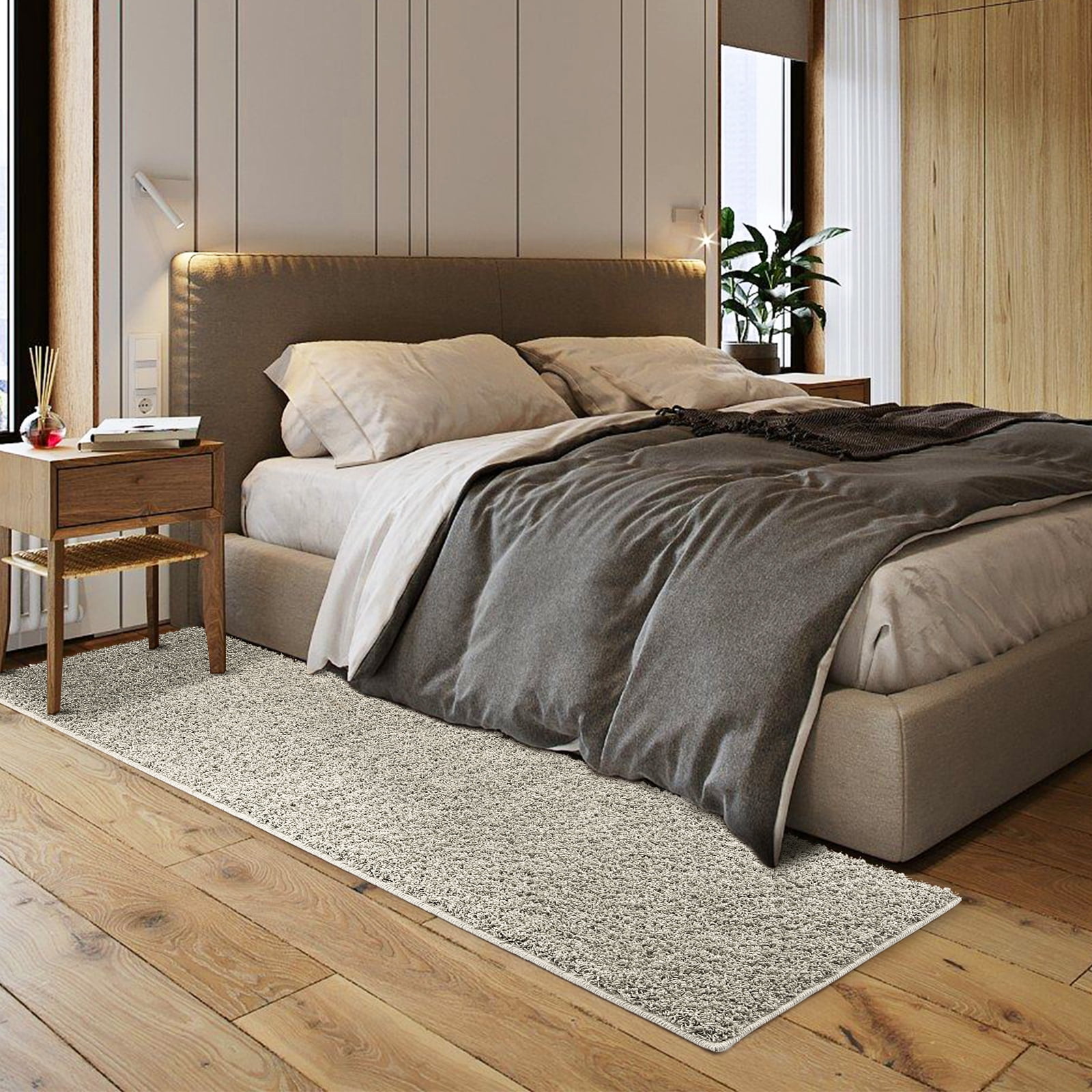 Assile Hallway Runner Rug, 2x10 Grey Long Runner Mat Soft Plush Shaggy ...