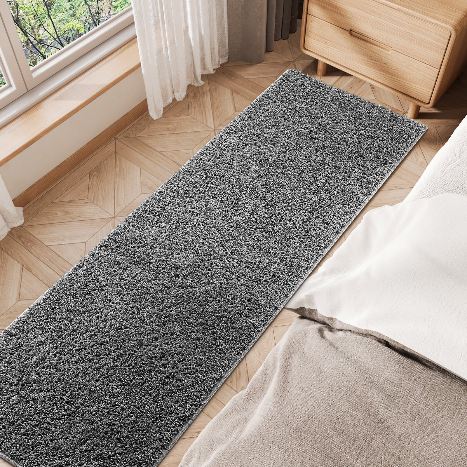 Assile Hallway Runner Rug, 2x10 Grey Long Runner Mat Soft Plush Shaggy ...