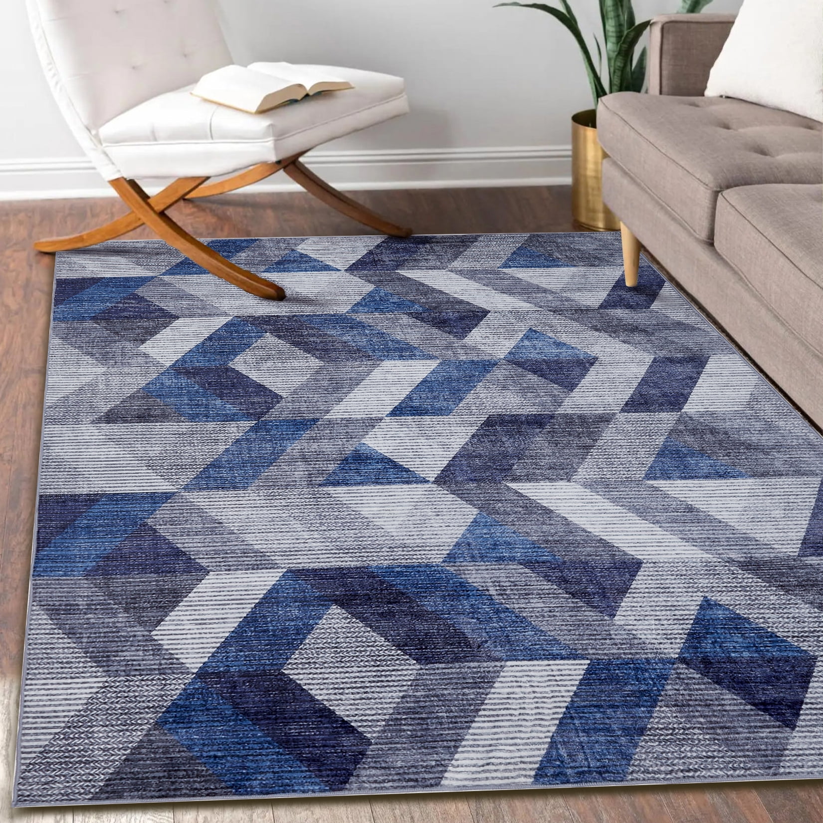 Assile 4 x 6 Feet Area Rug Low Pile Trellis Thick Velvet Modern Boho ...