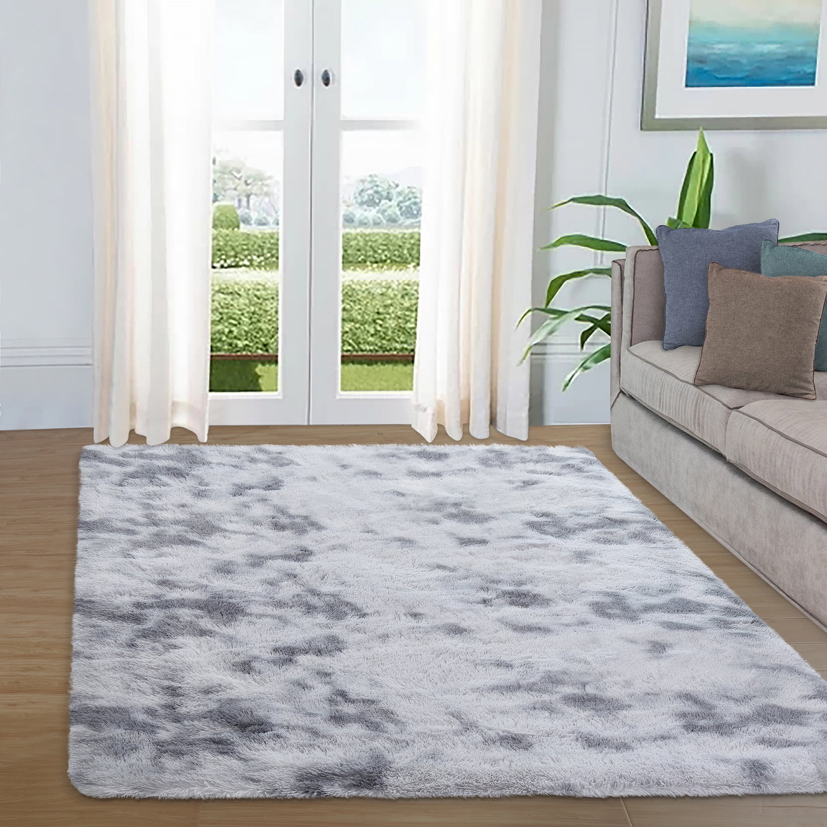 Assile Shag Rug Gray 5' x 7' Modern Indoor Plush Shaggy Area Rugs Non ...
