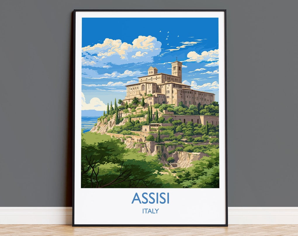 Assisi Travel Poster, Travel Print Of Assisi , Italy, Assisi Art Lovers ...
