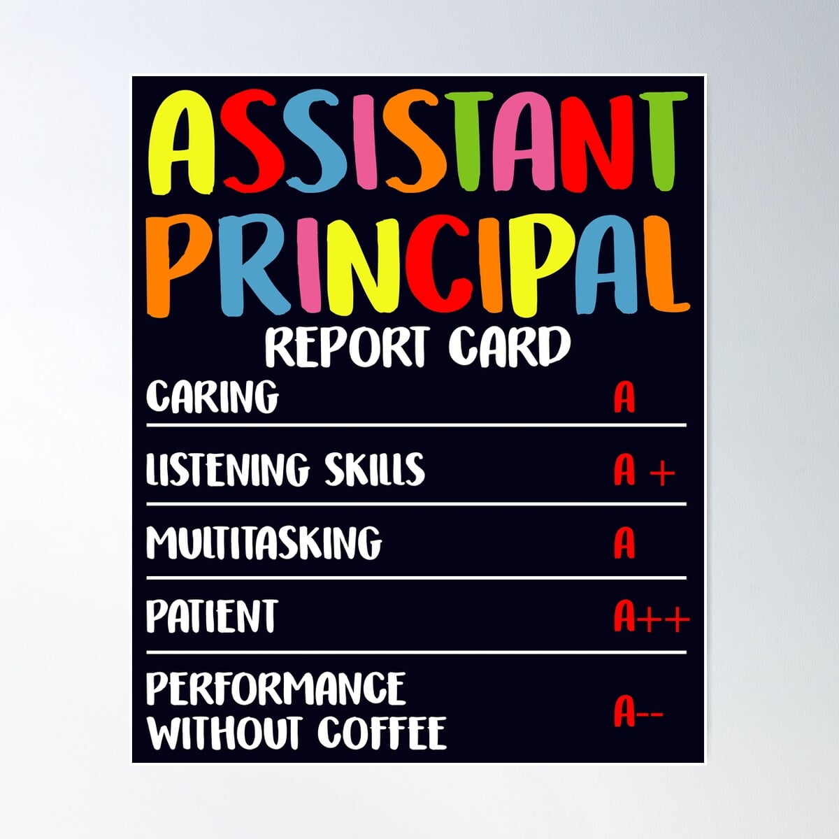 Assistant Principal Report Card Poster Wall Art, Modern Wall Decor ...