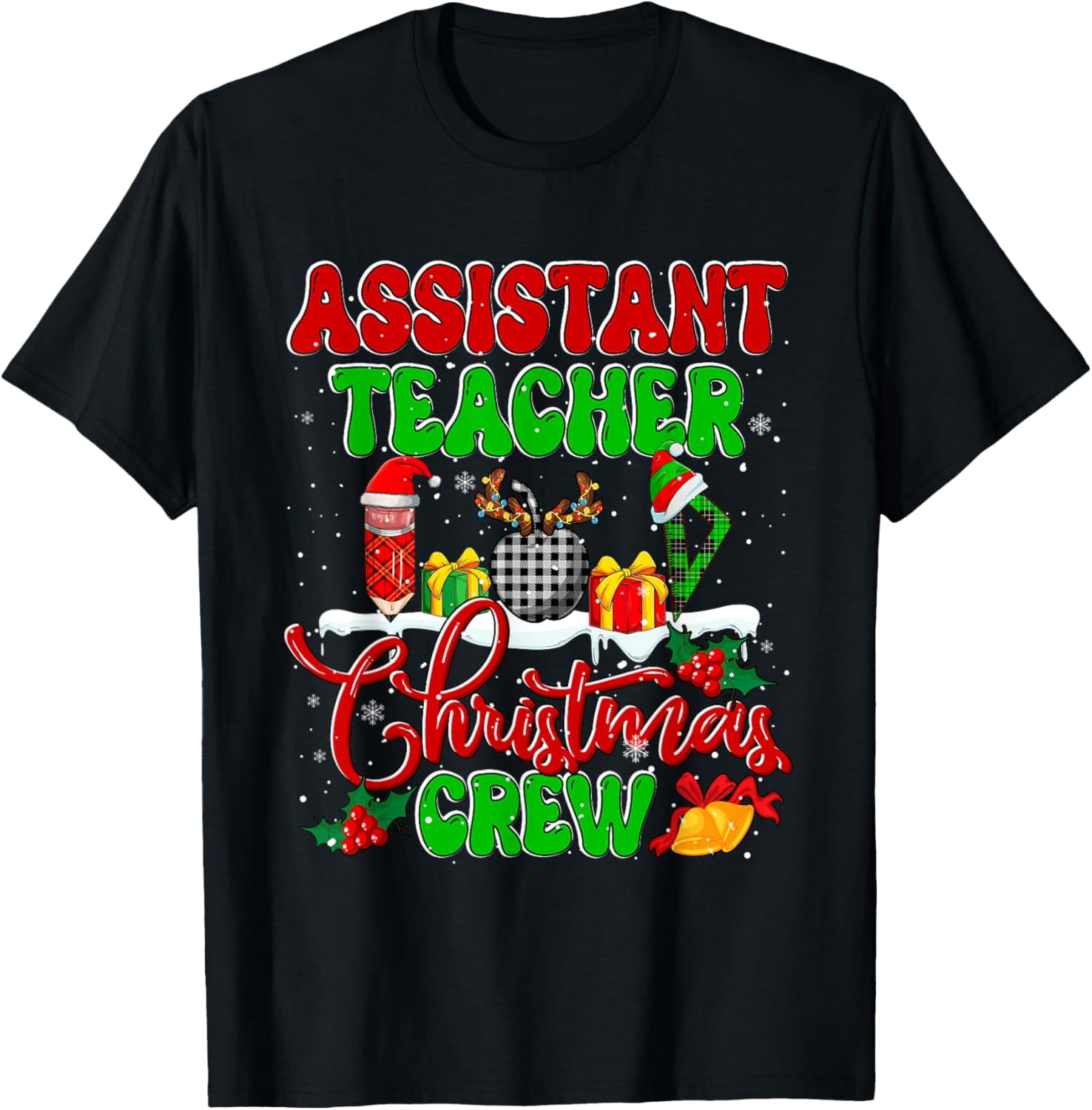 Assistant Teacher Christmas Crew Santa Elf Tools Job Team T-Shirt ...