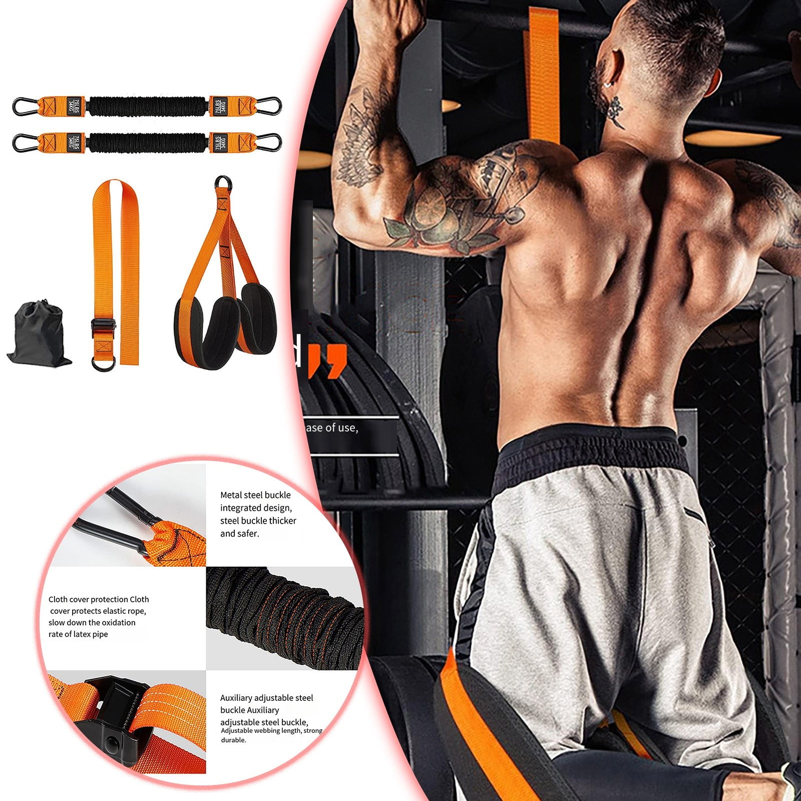 Assisted Pull-Up Bar with Tension Ropes - Heavy-Duty Workout Band ...