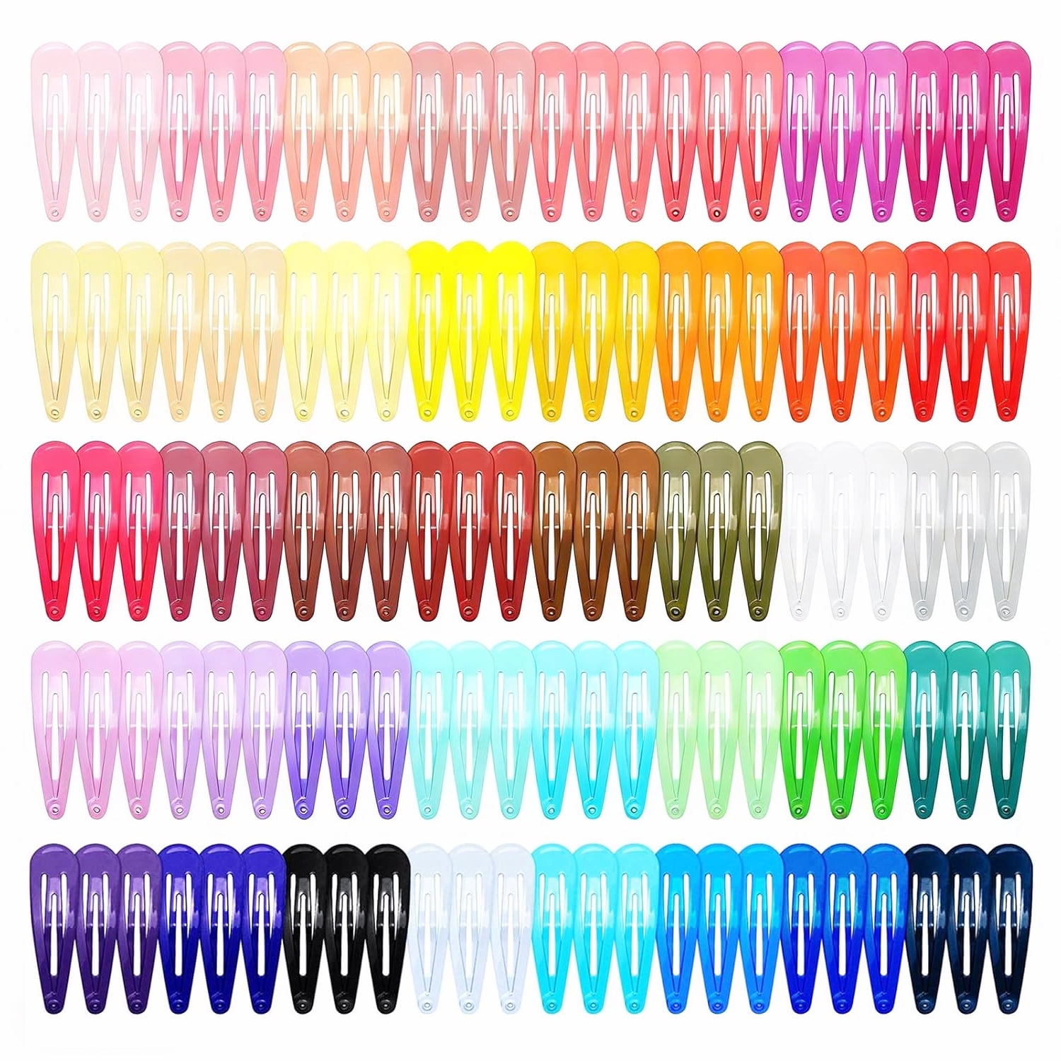 Assorted 120 Metal Snap Hair Clips in Vibrant 40 Colors for All Ages ...