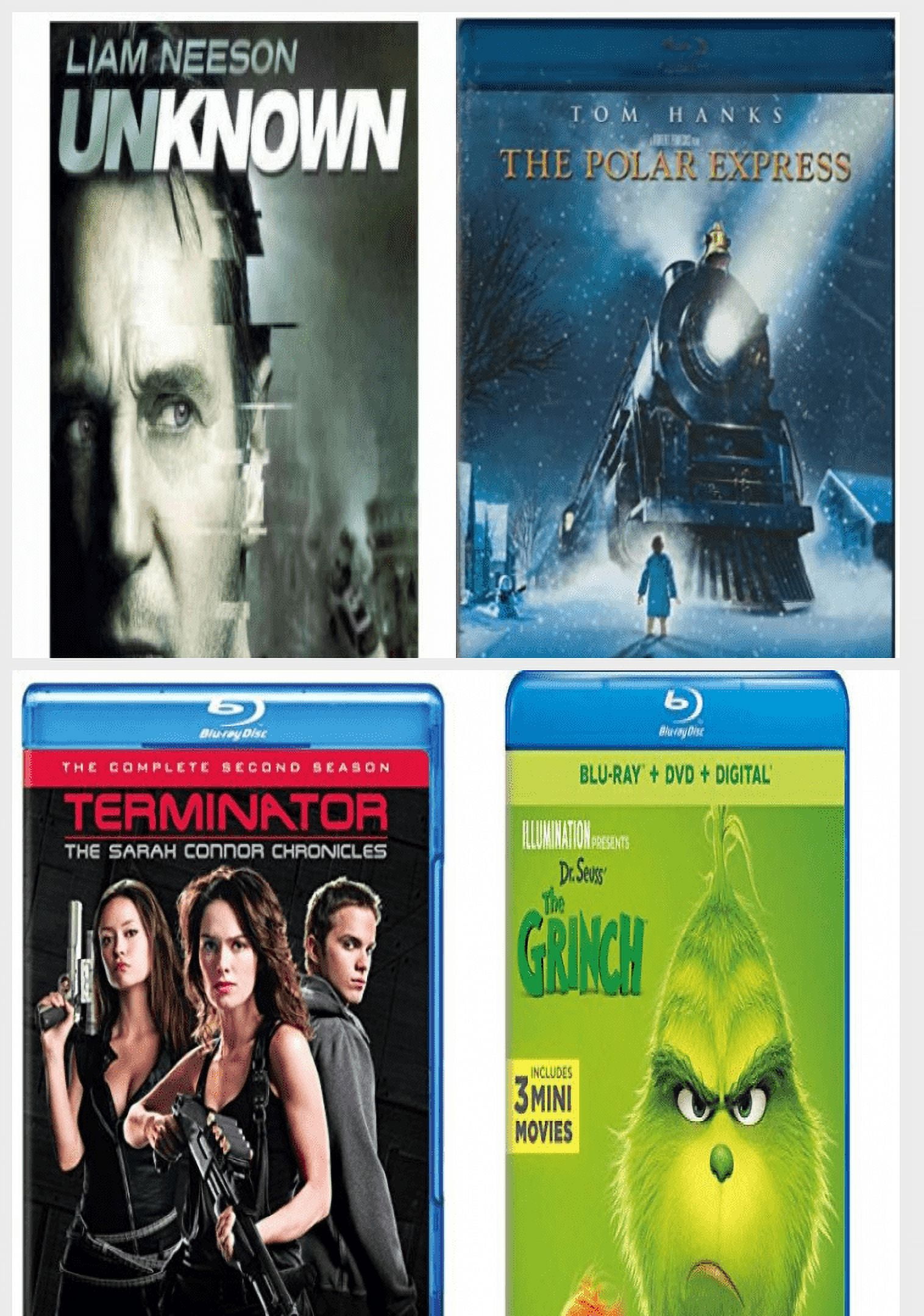 Assorted 4 Pack Blu-Ray Bundle: Warner Bros Unknown, The Polar Express, Terminator: The Sarah ...