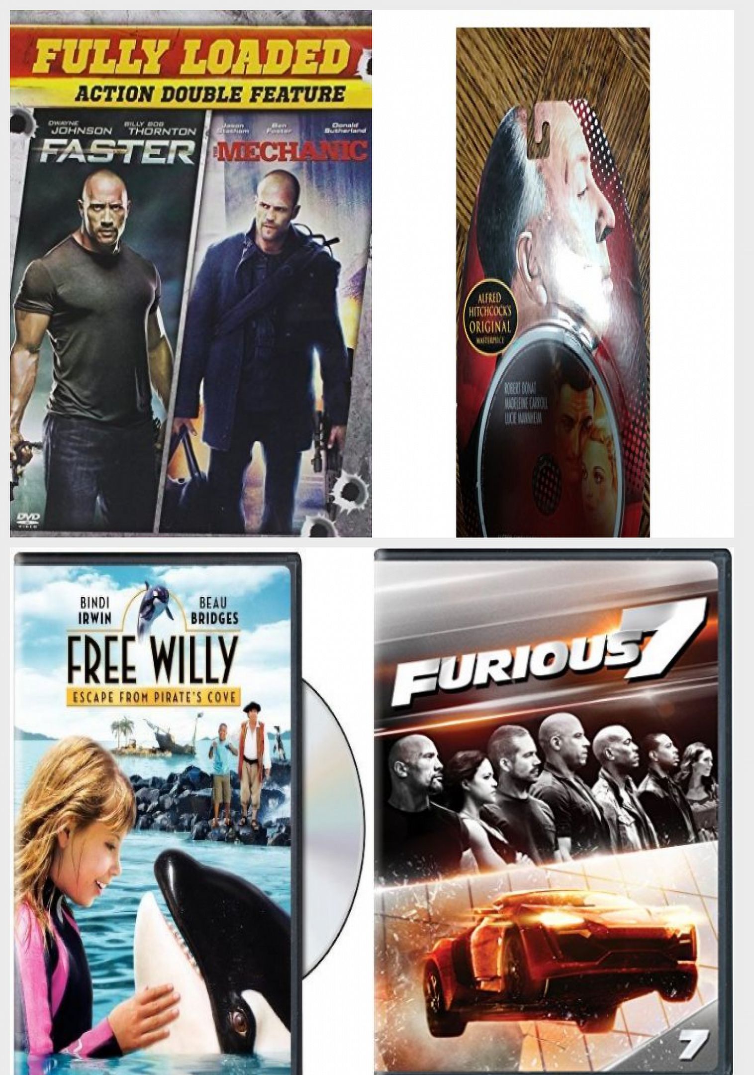 Assorted 4 Pack DVD Bundle: 2 Movies: Faster, The Mechanic, The 39 ...