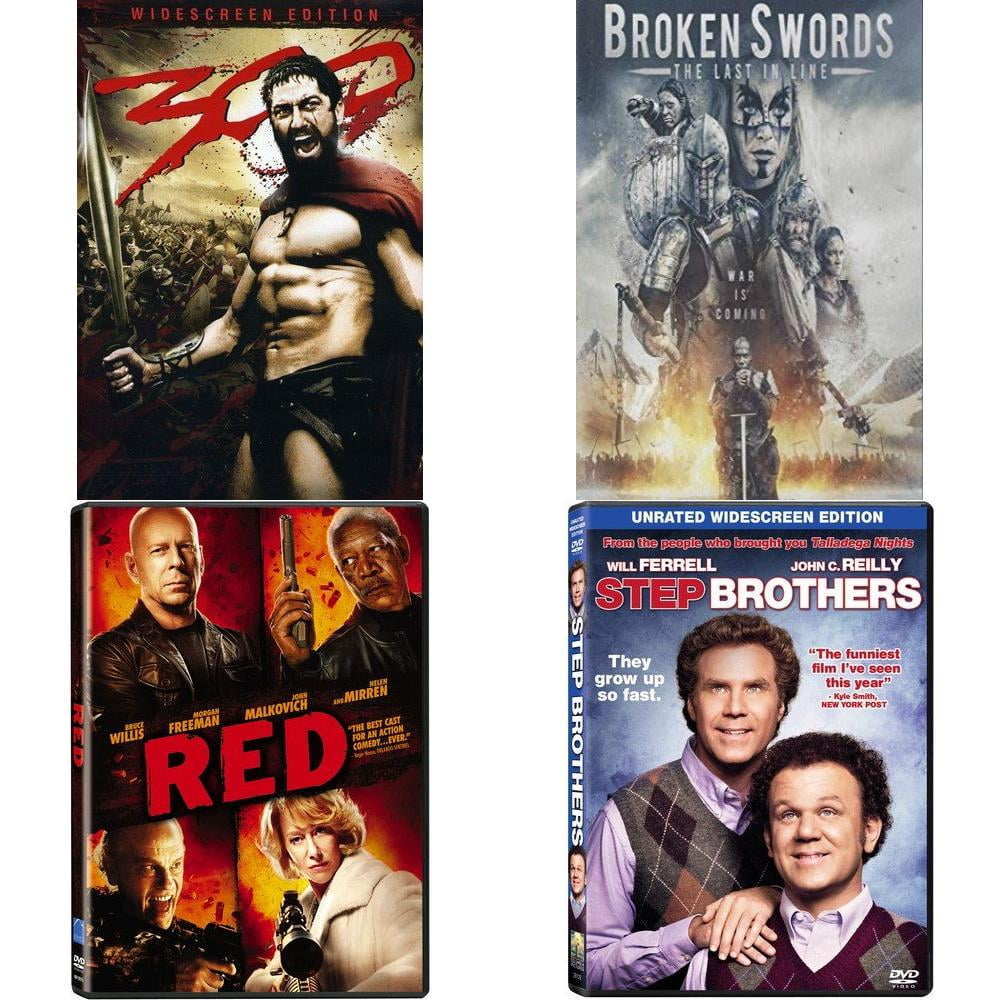 Assorted 4 Pack DVD Bundle: 300, Broken Swords: The Last In Line, Red ...