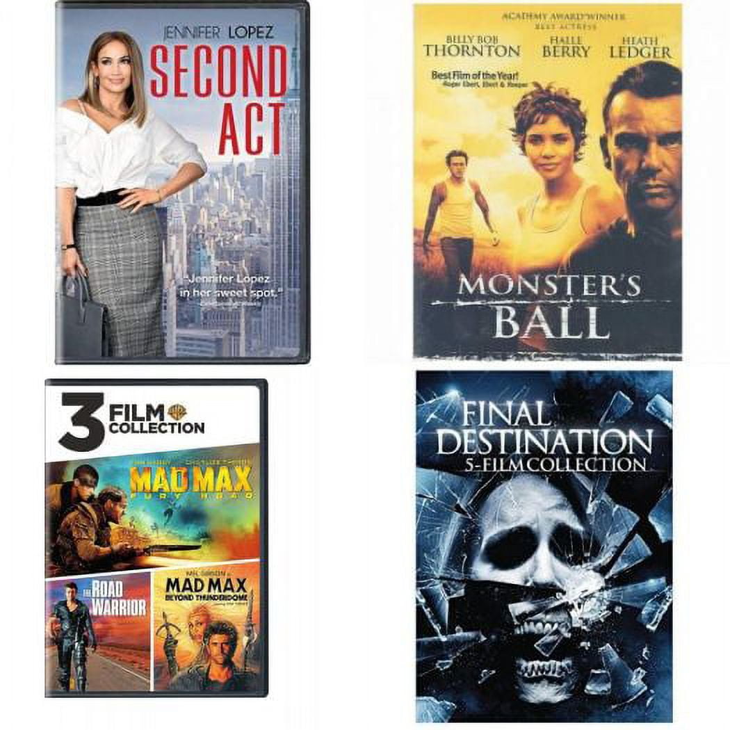 Assorted 4 Pack DVD Bundle: Second Act : Monsters Ball : 3 Movies: Mad Max Fury Road, Road ...