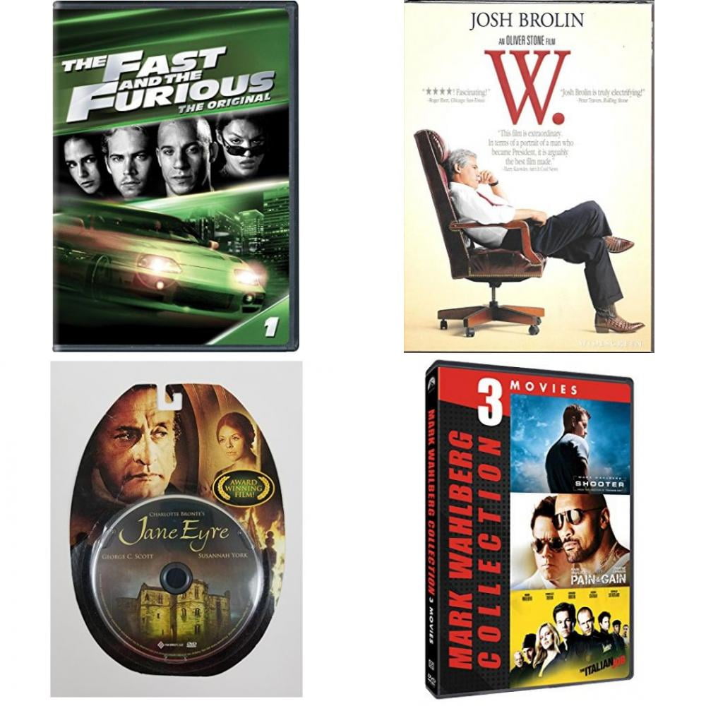 Assorted 4 Pack DVD Bundle: The Fast and the Furious, W., Jane Eyre ...
