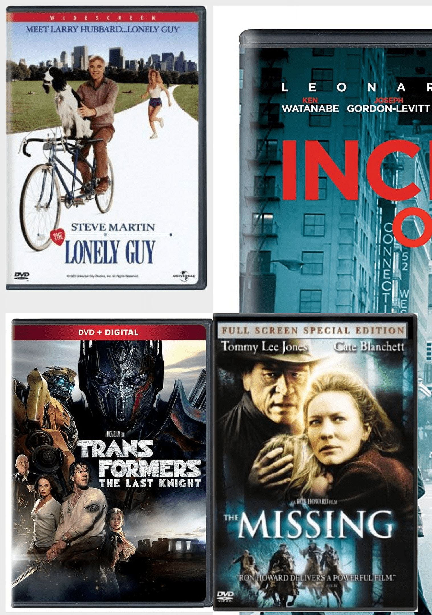 Assorted 4 Pack DVD Bundle: The Lonely Guy, Inception, Transformers ...