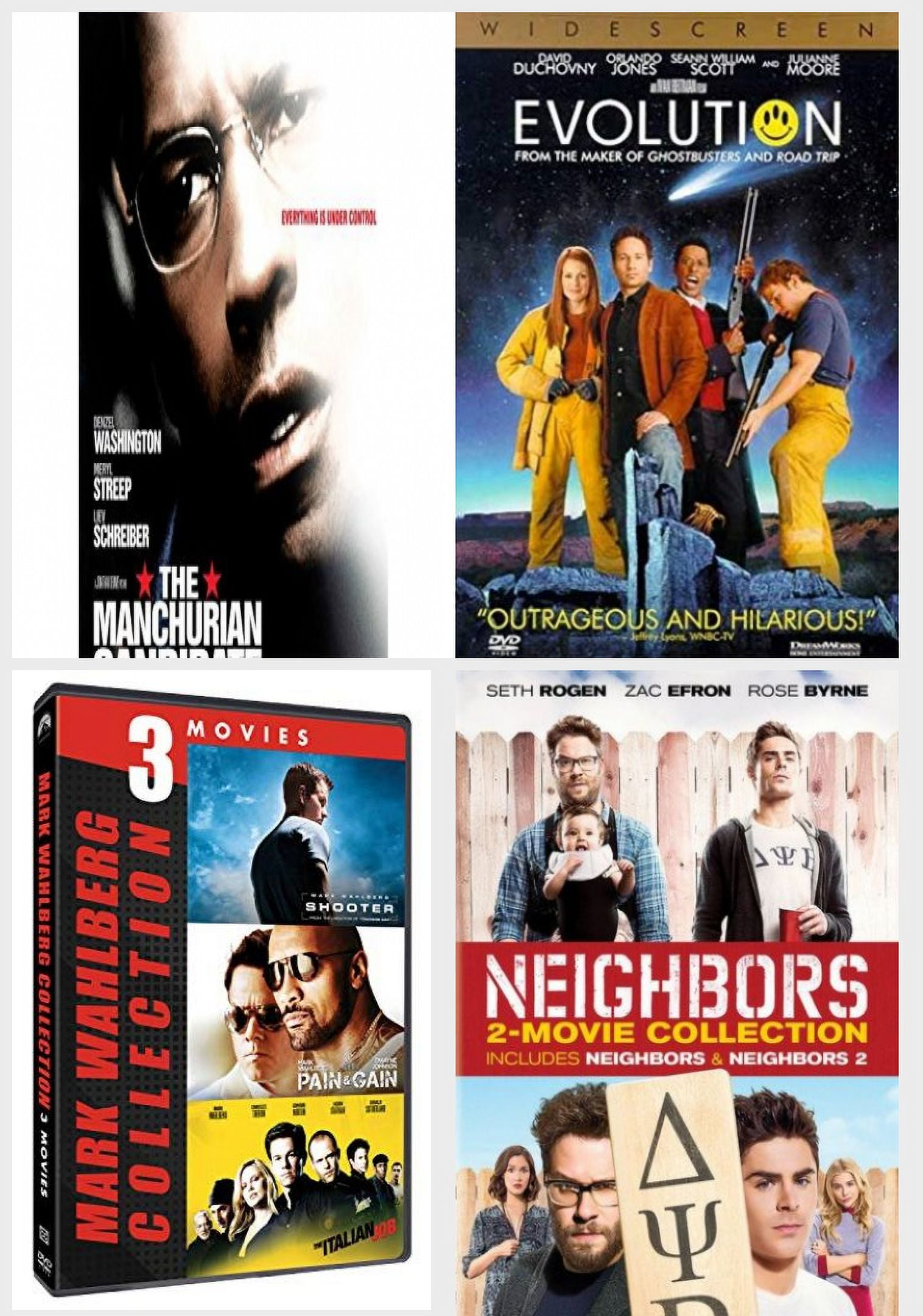 Assorted 4 Pack DVD Bundle: The Manchurian Candidate, Evolution, Mark ...