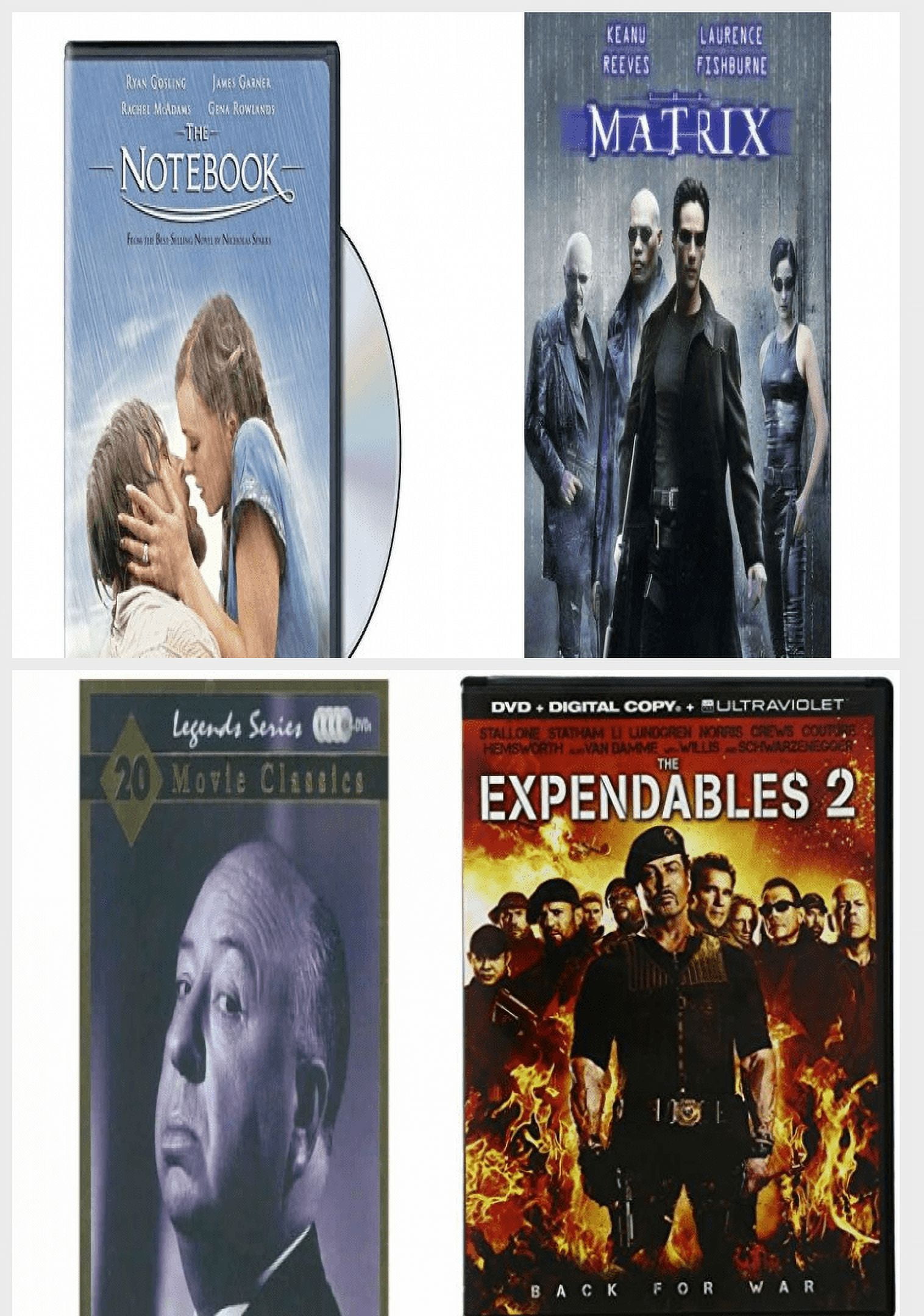Assorted 4 Pack DVD Bundle: The Notebook, Matrix, Hitchcock Collectors ...