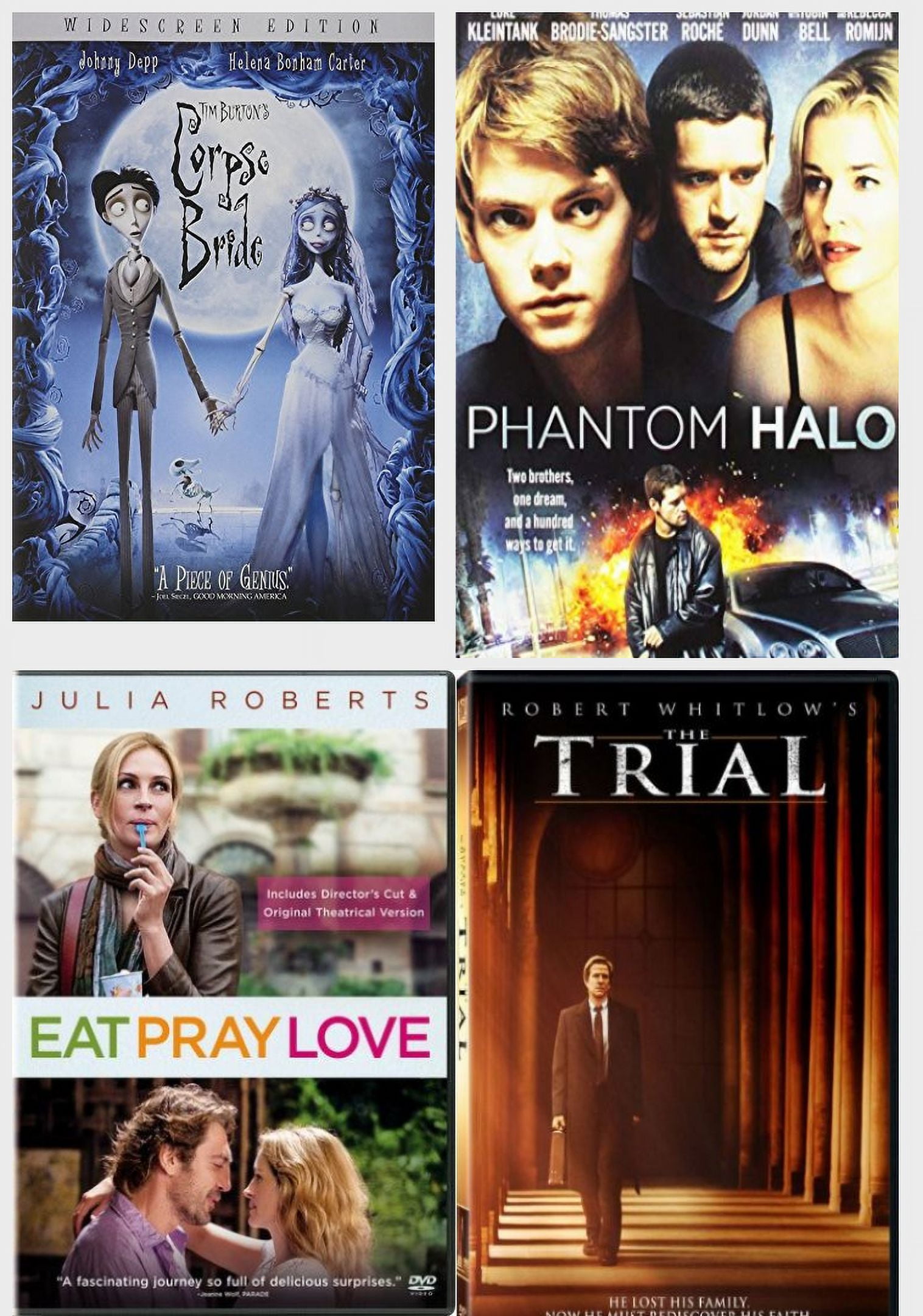 Assorted 4 Pack DVD Bundle: Tim Burtons Corpse Bride, Phantom Halo, Eat ...