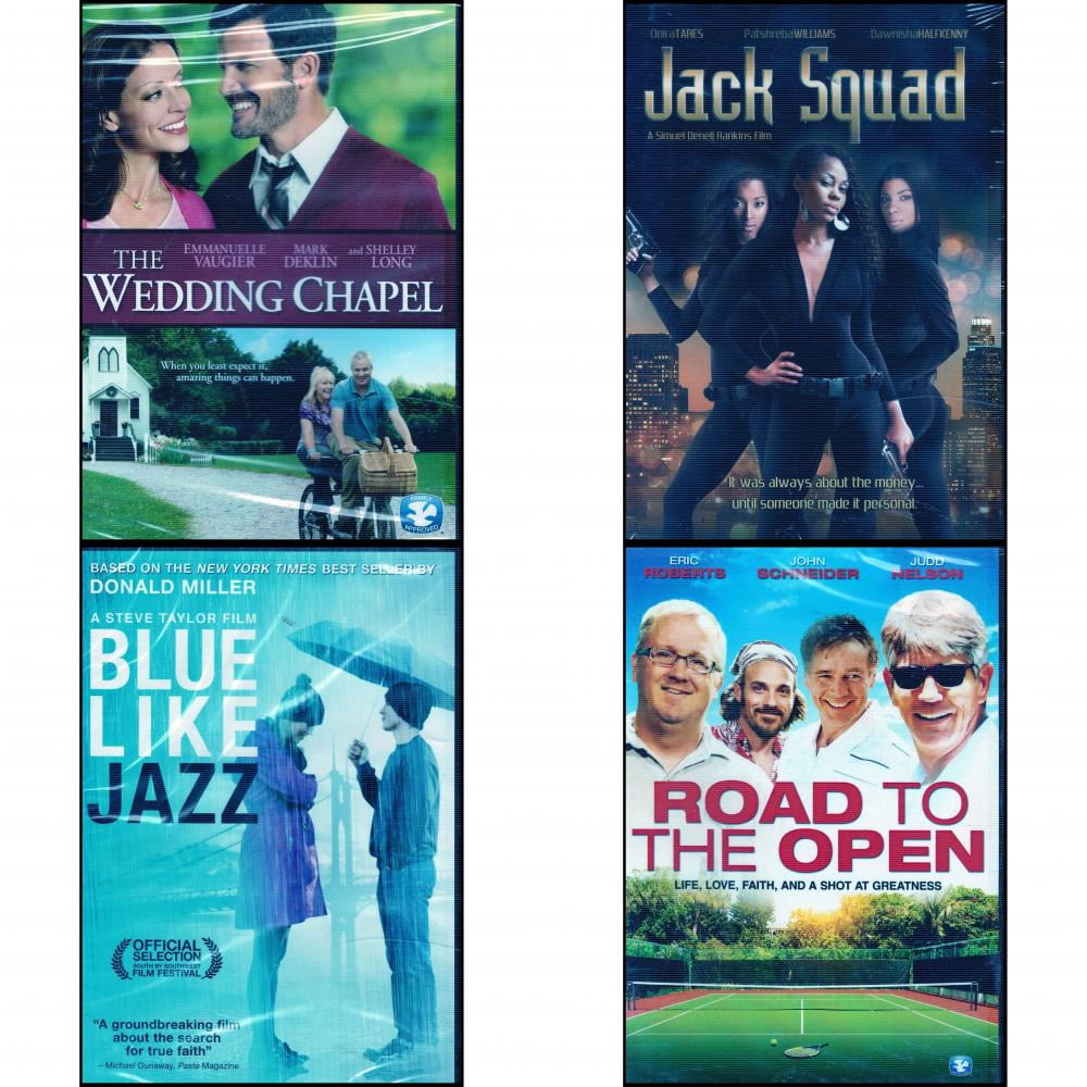 Assorted 4 Pack DVD Bundle: Wedding Chapel : The Jack Squad : Blue Like Jazz : Road to the Open ...