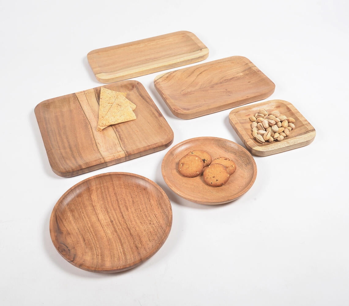 Assorted Acacia Wood Platters (set of 6) - Walmart.com