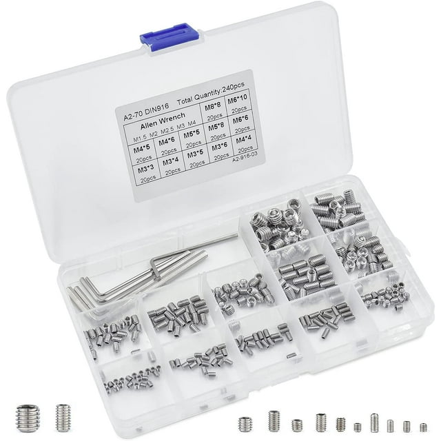 Assorted Allen Fasteners Kit - 135 Pieces Grub Screw M5 M3 M4 M5 M6 M8 ...