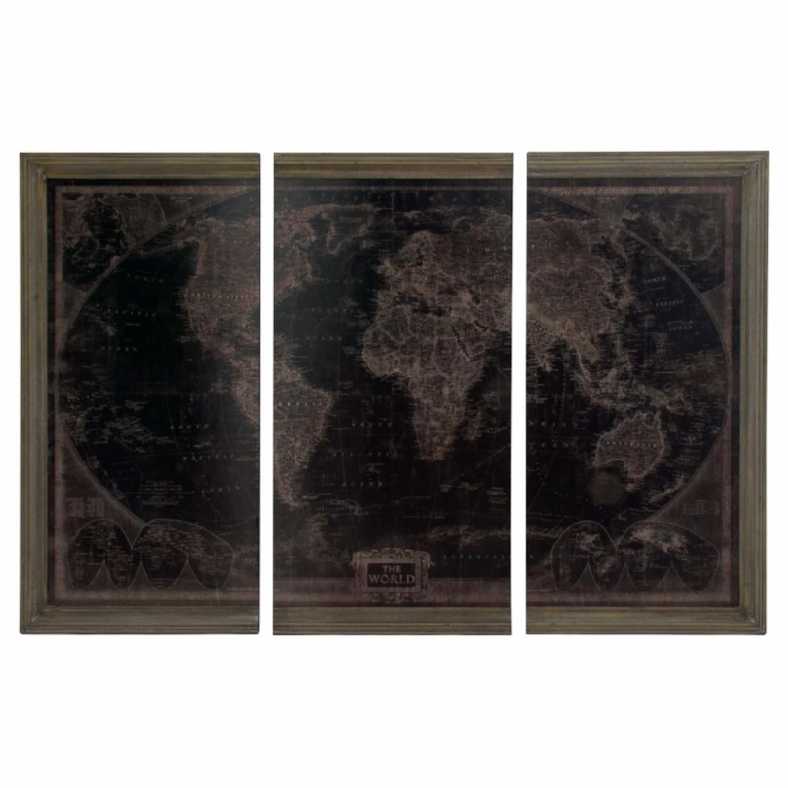 Assorted Antiqued World Map Wood Wall Panels, Set Of 3 - Walmart.com