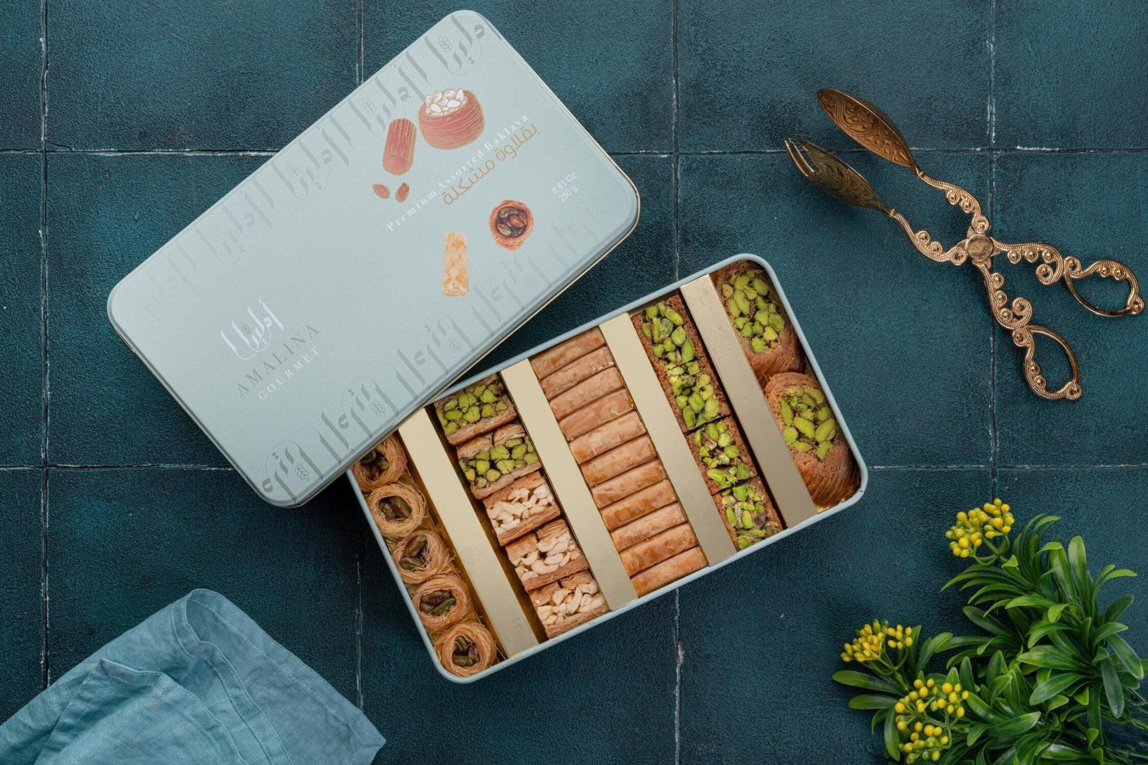 Premium Assorted Baklava Gift Tin, Pistachio Sweet Pastry Assortment by ...