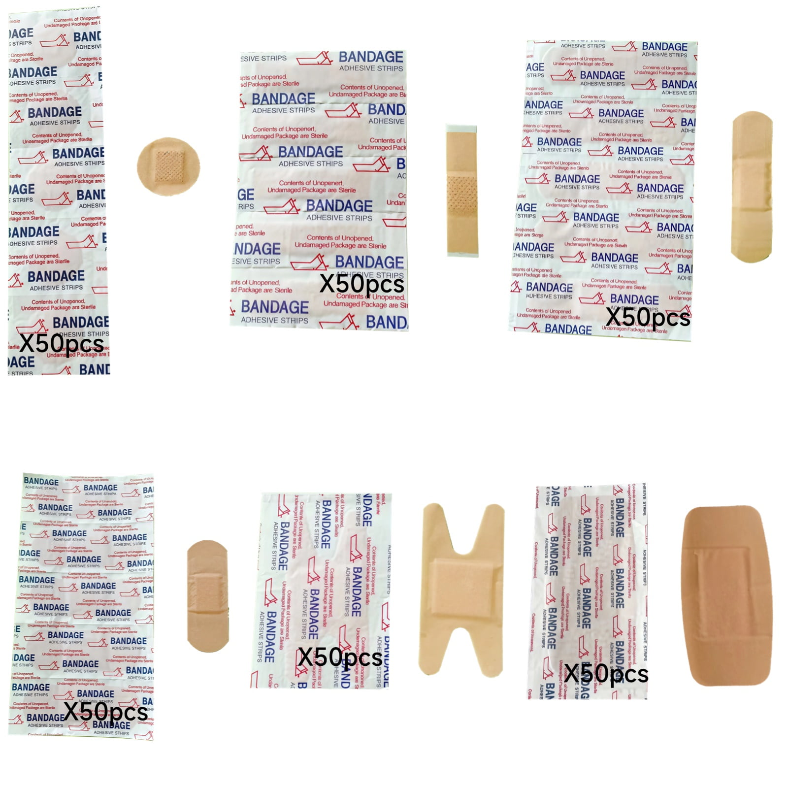 Assorted Bandages, 300 Pcs Variety Pack Bandages Bulk for Aid, Includes ...