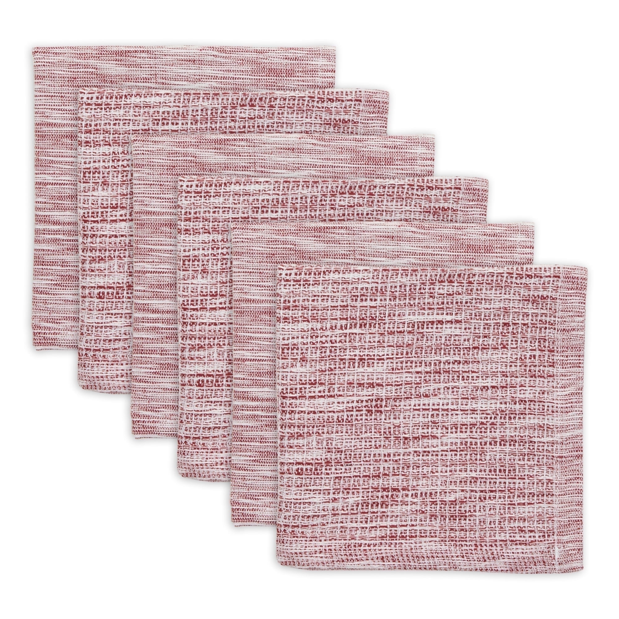 Assorted Barn Red And Off-White Recycled Cotton Dishcloth (Set of 6 ...