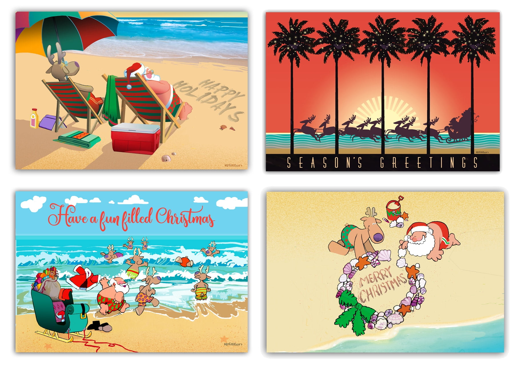 Assorted Beach Christmas Postcards - 40 Holiday Beach Postcards - 4 x 6 ...