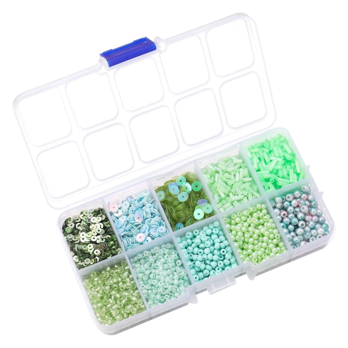 Assorted Bead for Jewelry Making,10 Grids Glass Seed Beads Tube Bugle ...