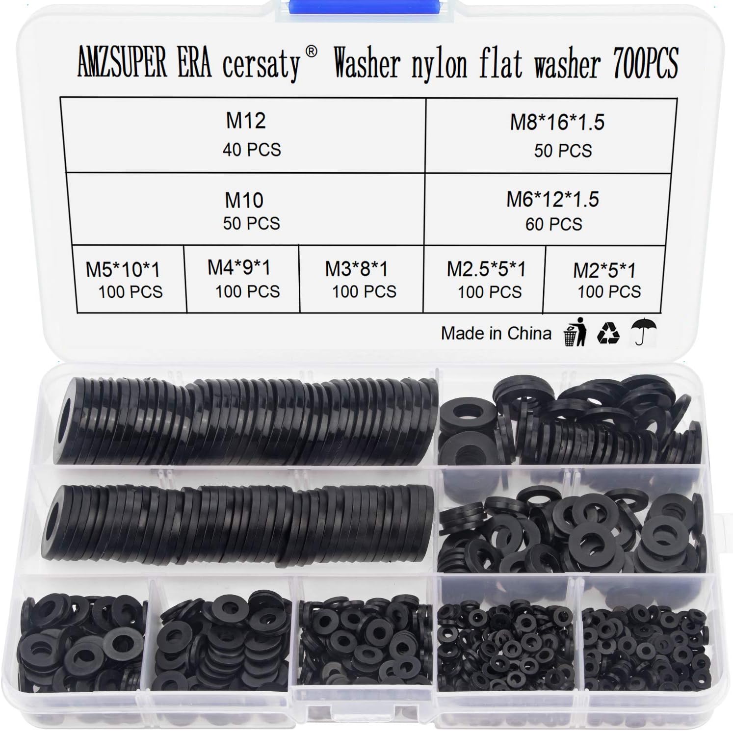 Assorted Black Nylon Flat Washers, Smooth Edges For Corrosion ...