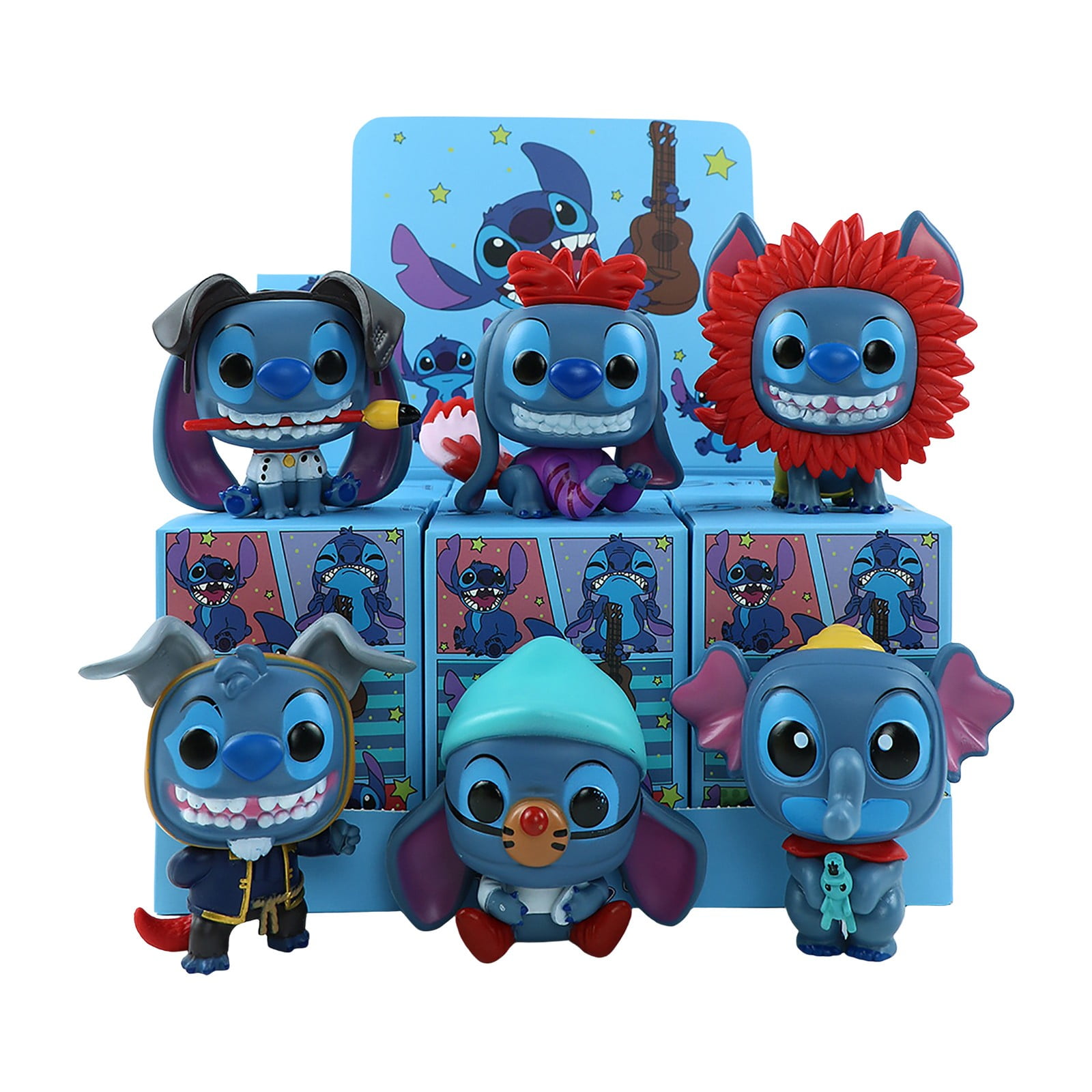 A Assorted Box (6Pcs Per Set) Stitch Cartoon Figures Blind Box, Kawaii ...