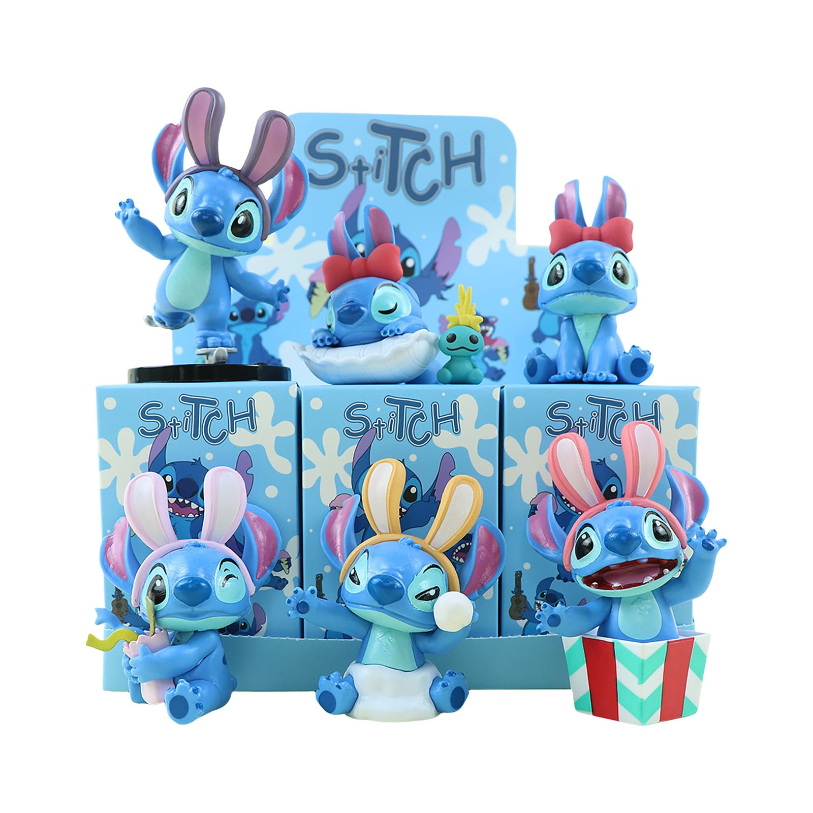 A Assorted Box (6Pcs Per Set) Stitch Cartoon Figures Blind Box, Kawaii ...