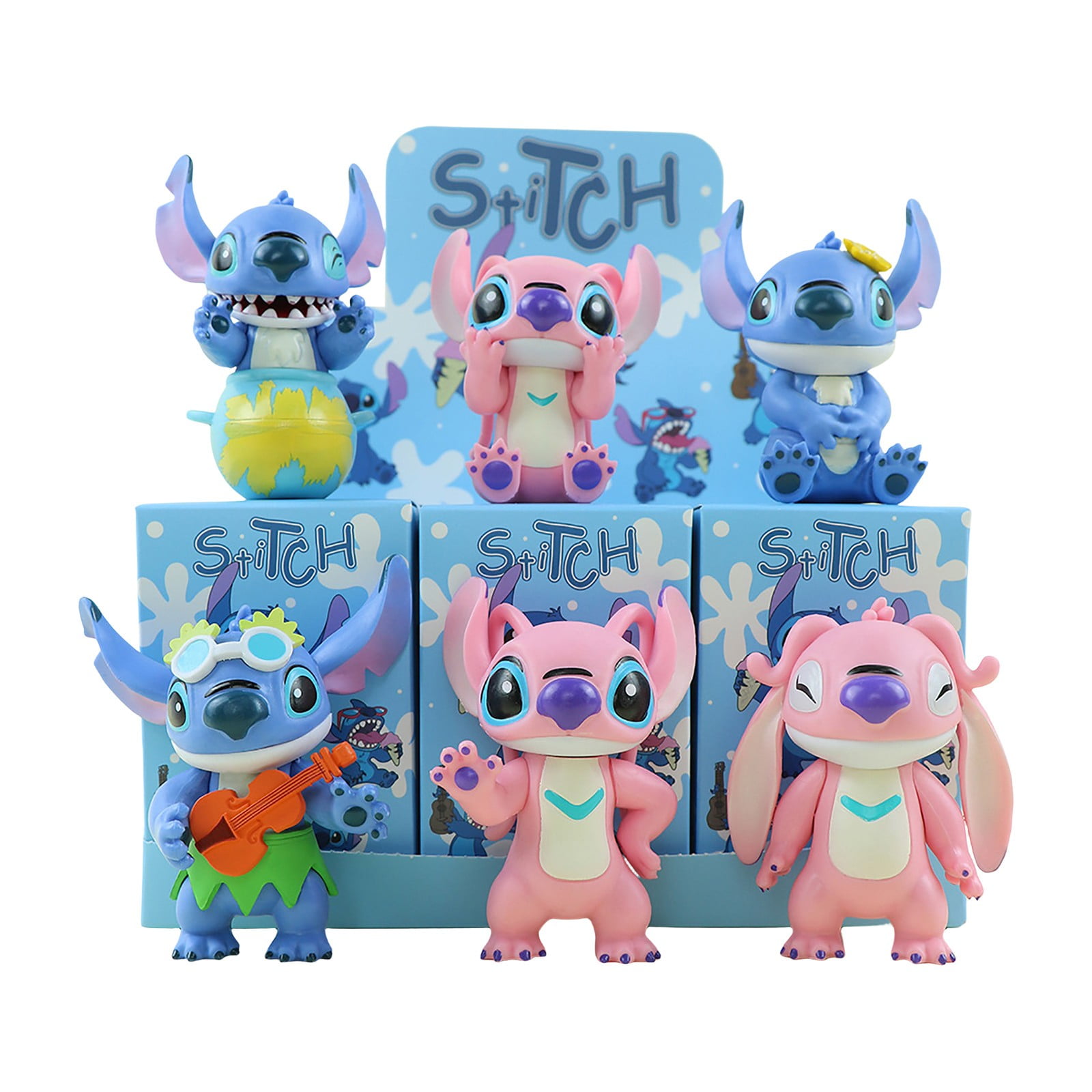 A Assorted Box (6Pcs Per Set) Stitch Cartoon Figures Blind Box, Kawaii ...
