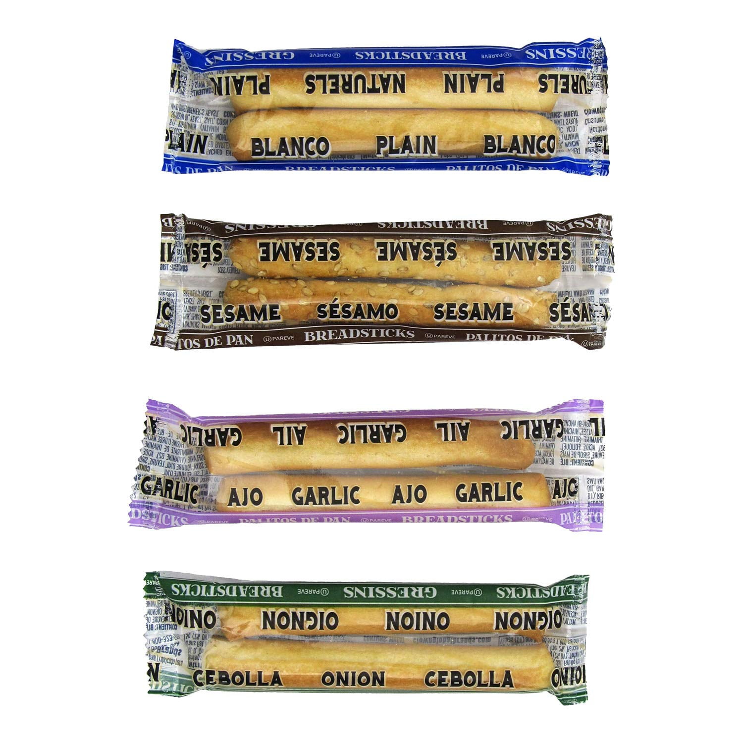 Assorted Breadsticks | Plain, Sesame, Onion, Garlic | 500-Count Case ...